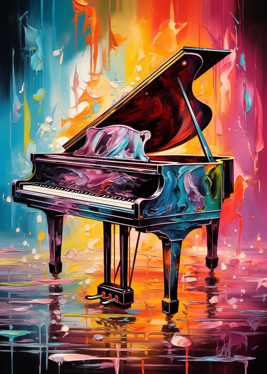 'Colorful Piano Keyboard' Poster, picture, metal print, paint by ...
