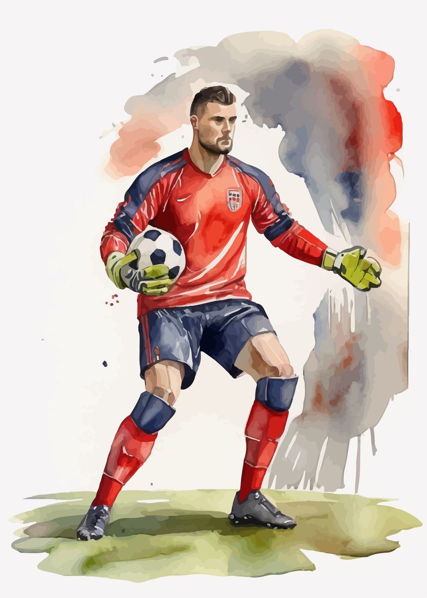 'Goalkeeper watercolor' Poster, picture, metal print, paint by Nebranix ...