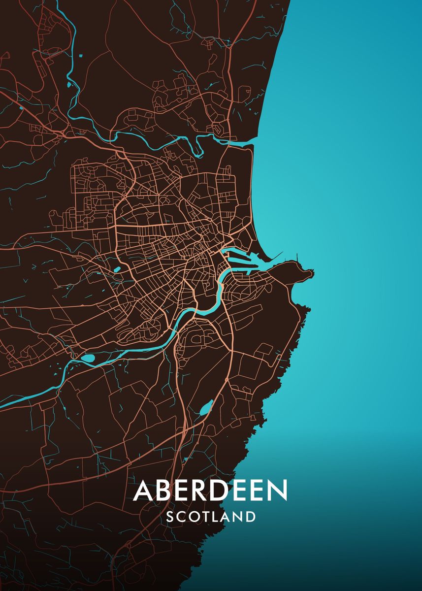 'Aberdeen City Map' Poster, picture, metal print, paint by Miracle ...