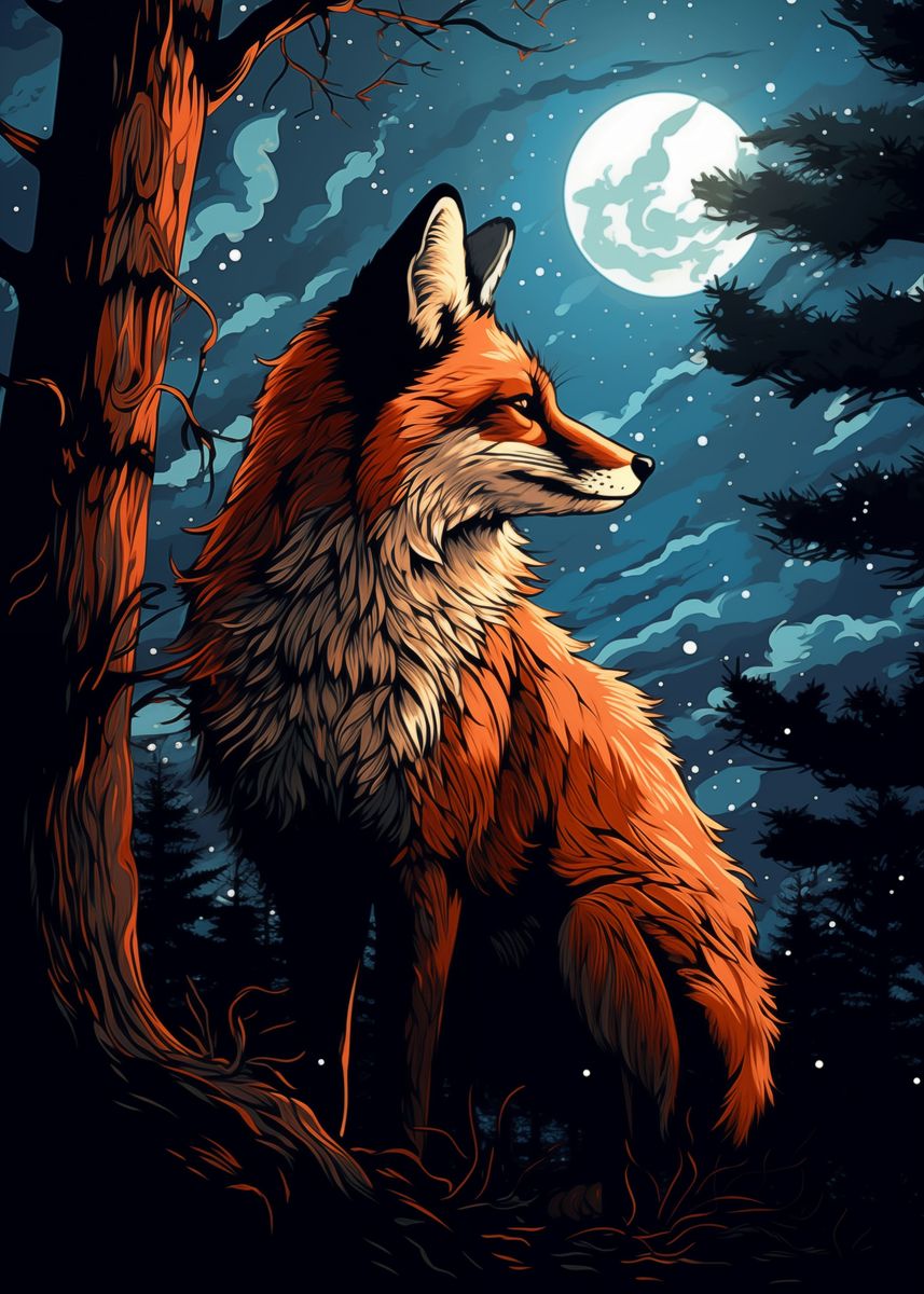 'Fox Forest Animal' Poster, picture, metal print, paint by Aidan Pena ...