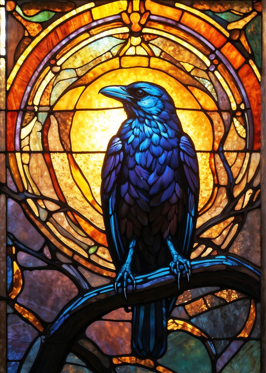 'Stained Glass Raven' Poster, picture, metal print, paint by ...