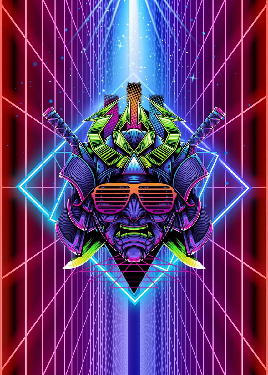 'Neon Samurai Warrior' Poster, picture, metal print, paint by ENZOKEN ...