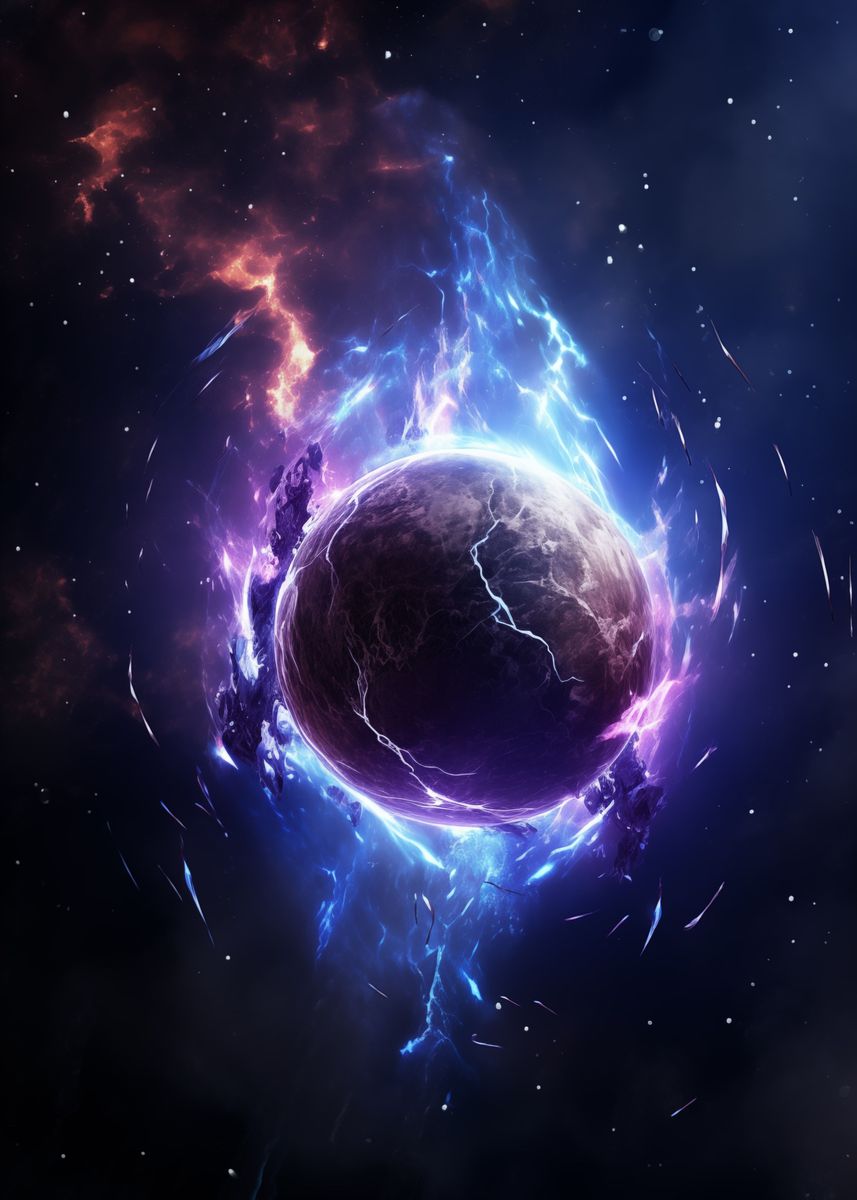 'Epic violet blue asteroid' Poster, picture, metal print, paint by Yuki ...