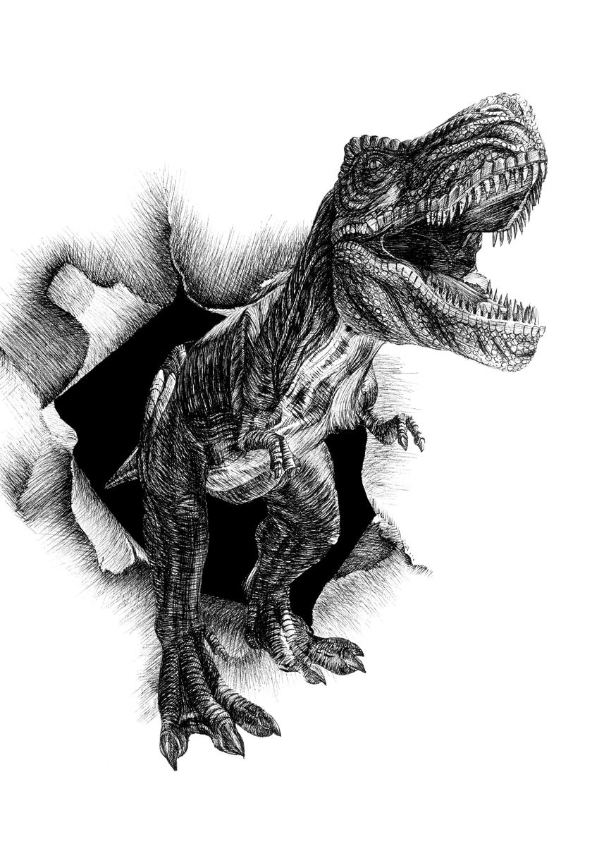 'Angry Dino' Poster, picture, metal print, paint by Volodymyr Burdiak ...