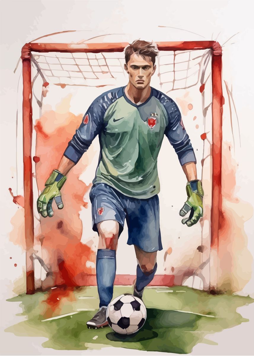 'Goalkeeper watercolor art' Poster, picture, metal print, paint by ...