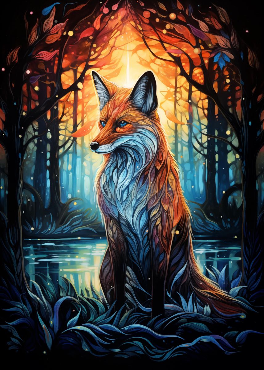 'Fox In Forest' Poster, picture, metal print, paint by Conor Ochoa ...