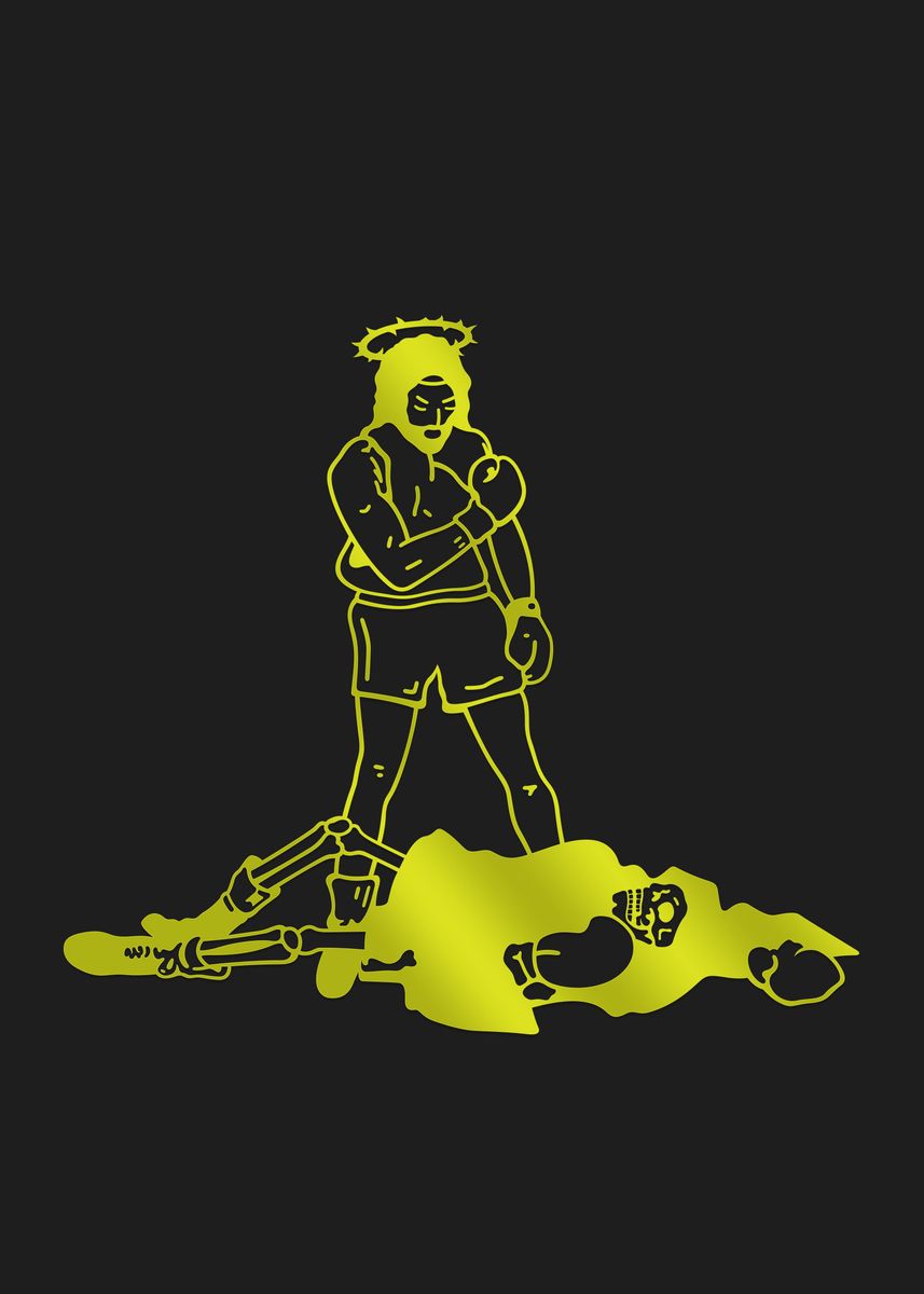 'Boxing Inspirational Jesus' Poster, picture, metal print, paint by ...