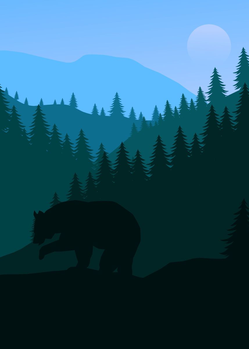 'Minimalist bear art' Poster, picture, metal print, paint by ipart id ...
