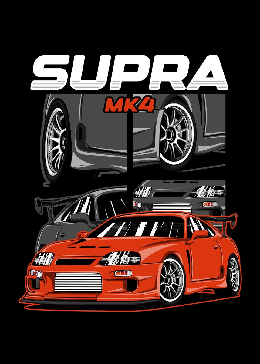 'Supra Mk4 Jdm cars' Poster, picture, metal print, paint by Vector art ...