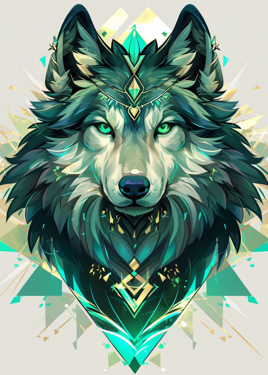 'emerald wolf ' Poster, picture, metal print, paint by creed | Displate