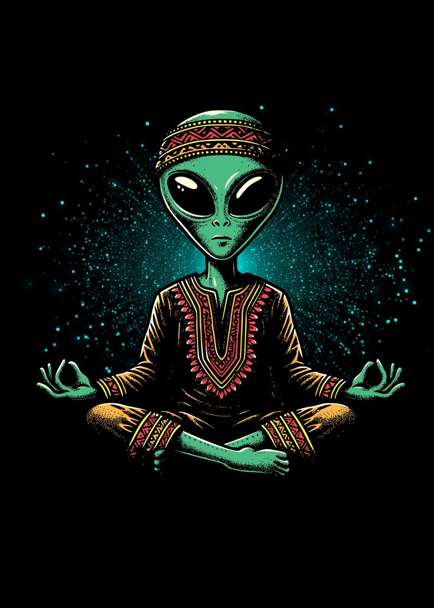 'alien meditate pop art' Poster, picture, metal print, paint by du ...
