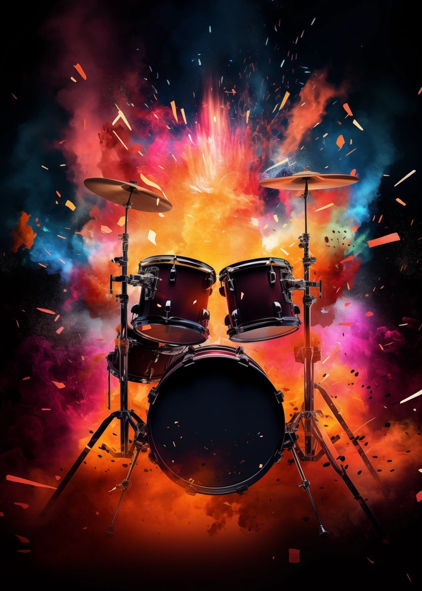 'Drums' Poster, picture, metal print, paint by ELYussArt | Displate