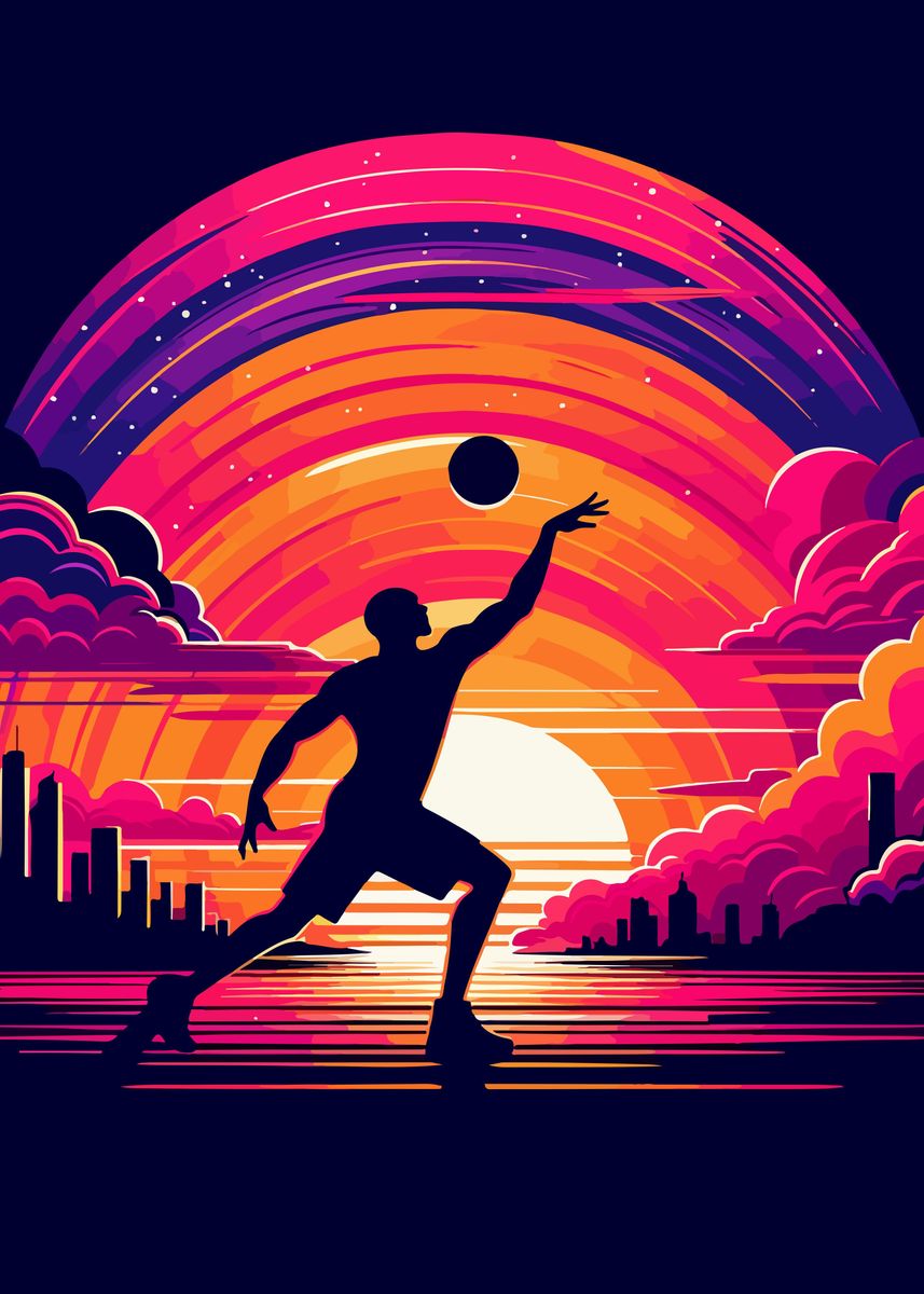 'volleyball sunset pop art' Poster, picture, metal print, paint by du ...