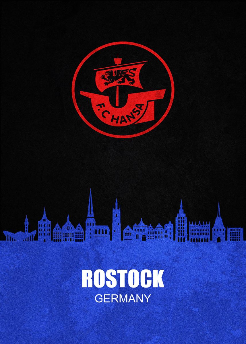 'Hansa Rostock Skyline' Poster, picture, metal print, paint by Katty ...