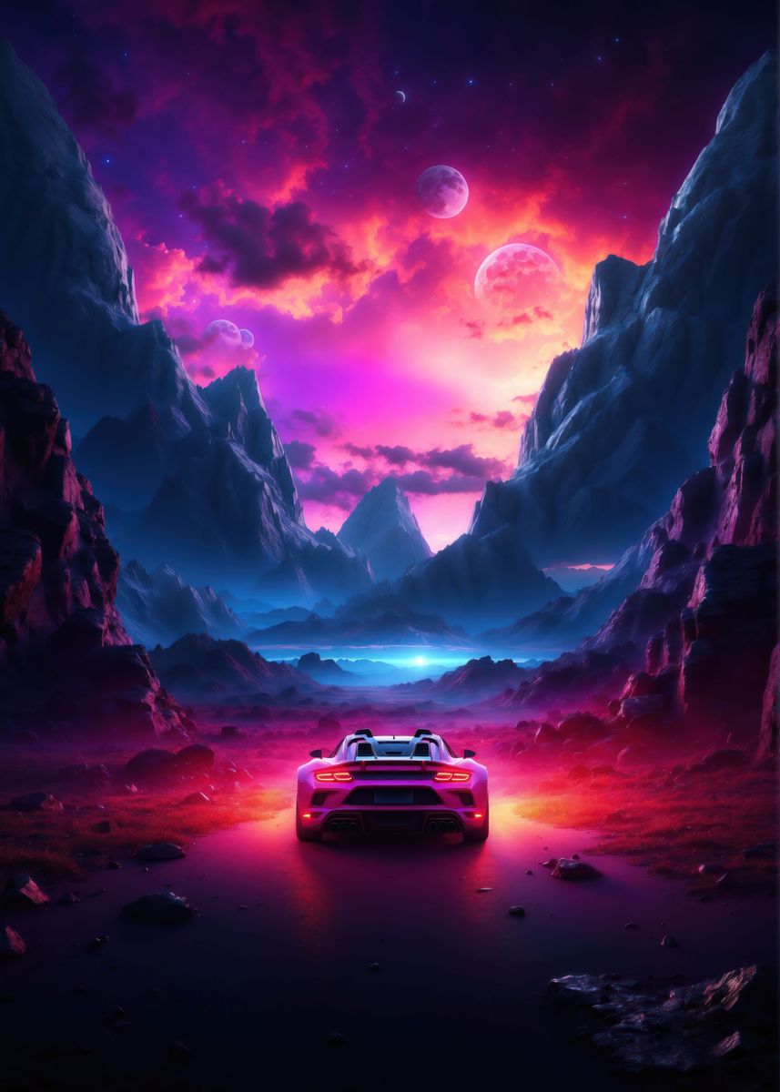 'Alien sportscar' Poster, picture, metal print, paint by Below Horizon ...