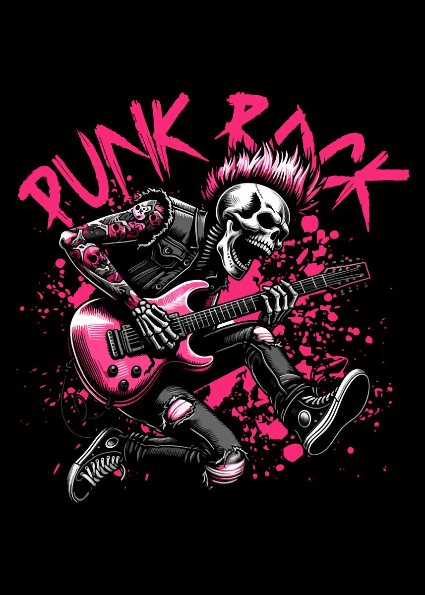 'punk rock skull pop art' Poster, picture, metal print, paint by du ...