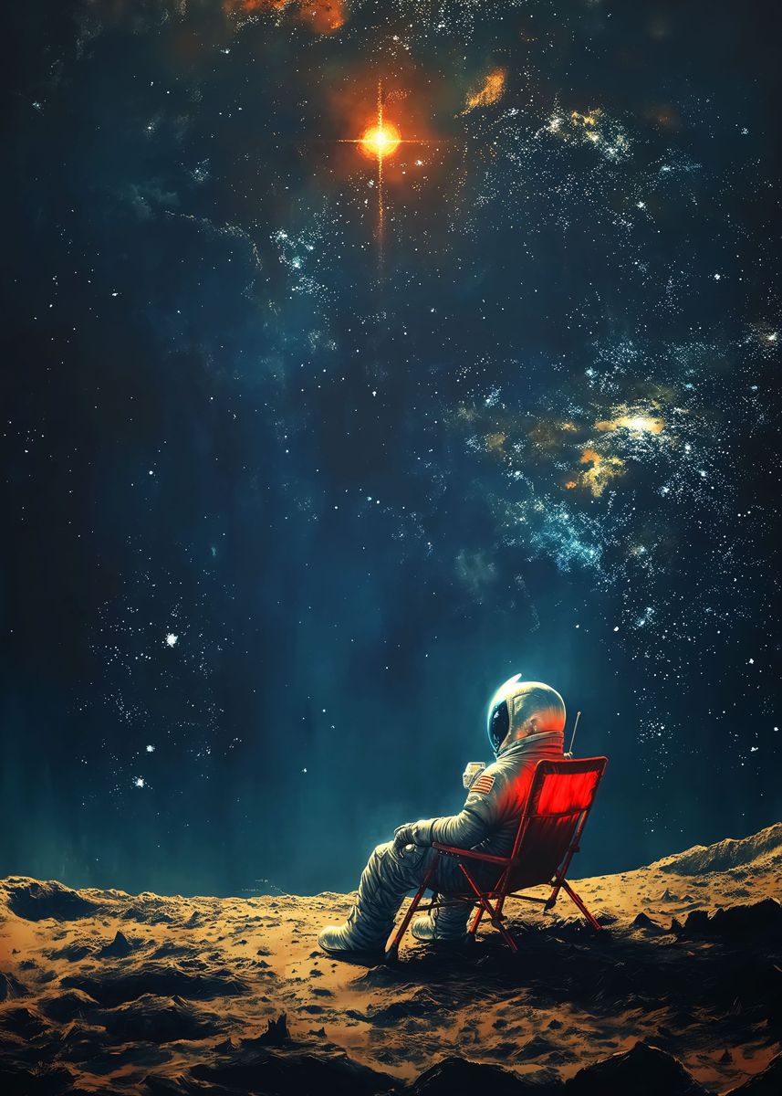 'Chilling Spaceman' Poster, picture, metal print, paint by ...