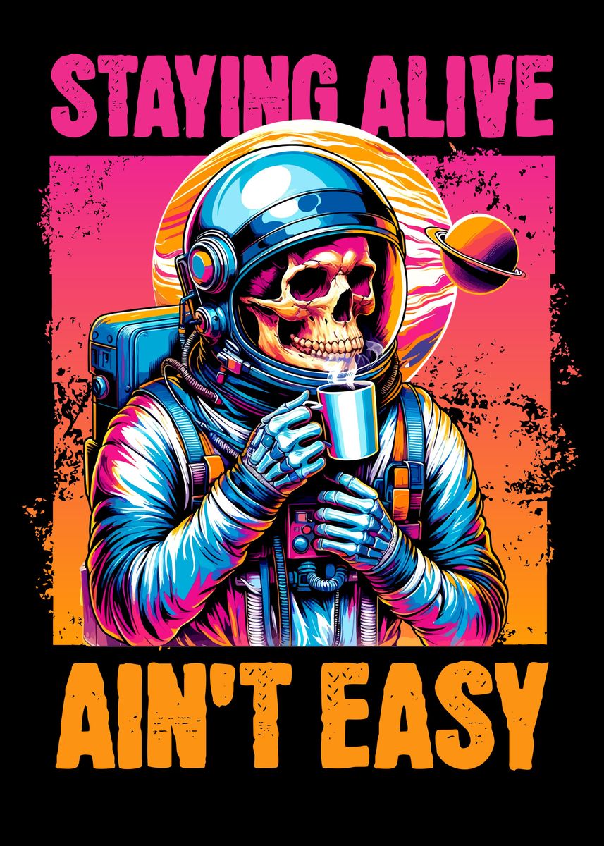 'staying alive aint easy' Poster, picture, metal print, paint by du ...