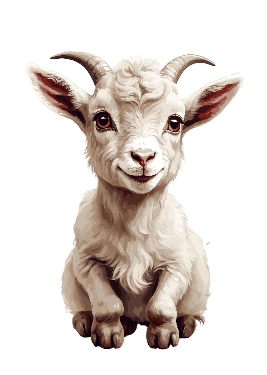 'Cute Goat' Poster, picture, metal print, paint by Batrisyia Rania ...