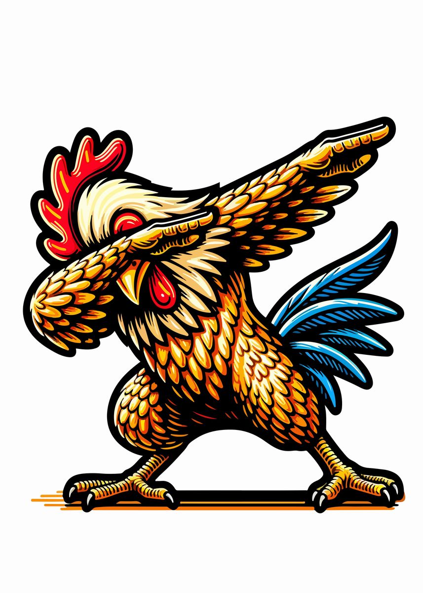 'chicken dabbing funny' Poster, picture, metal print, paint by du giang ...