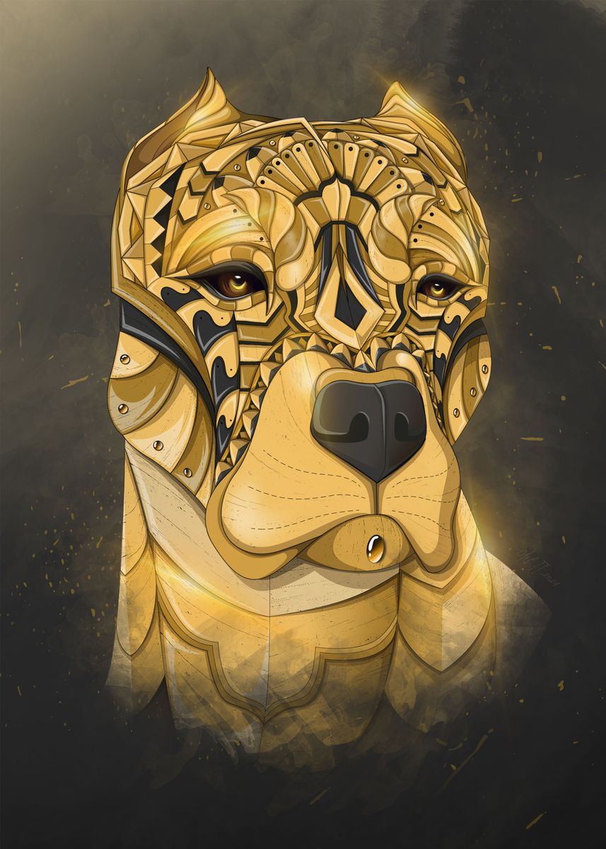 'Golden American Bully Dog' Poster, picture, metal print, paint by ...