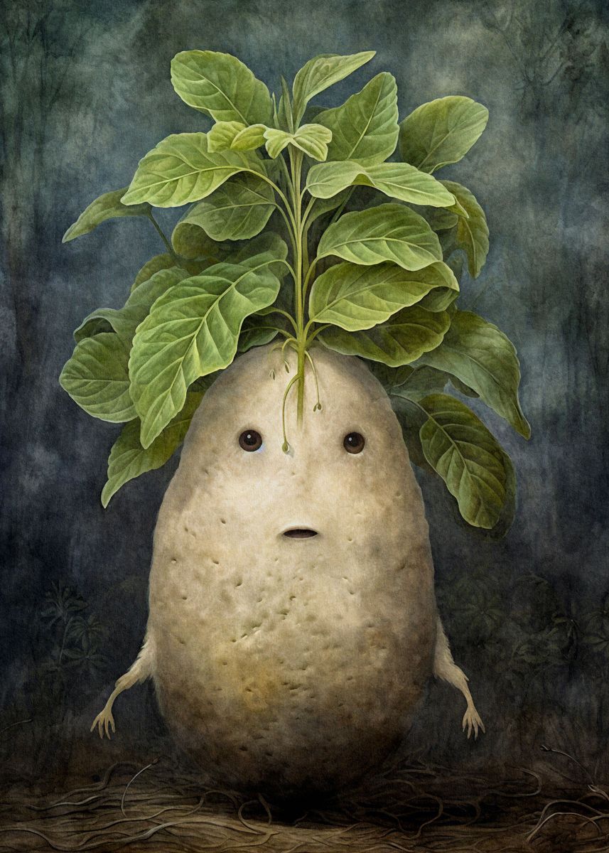 'Contemplative Potato ' Poster, picture, metal print, paint by ...