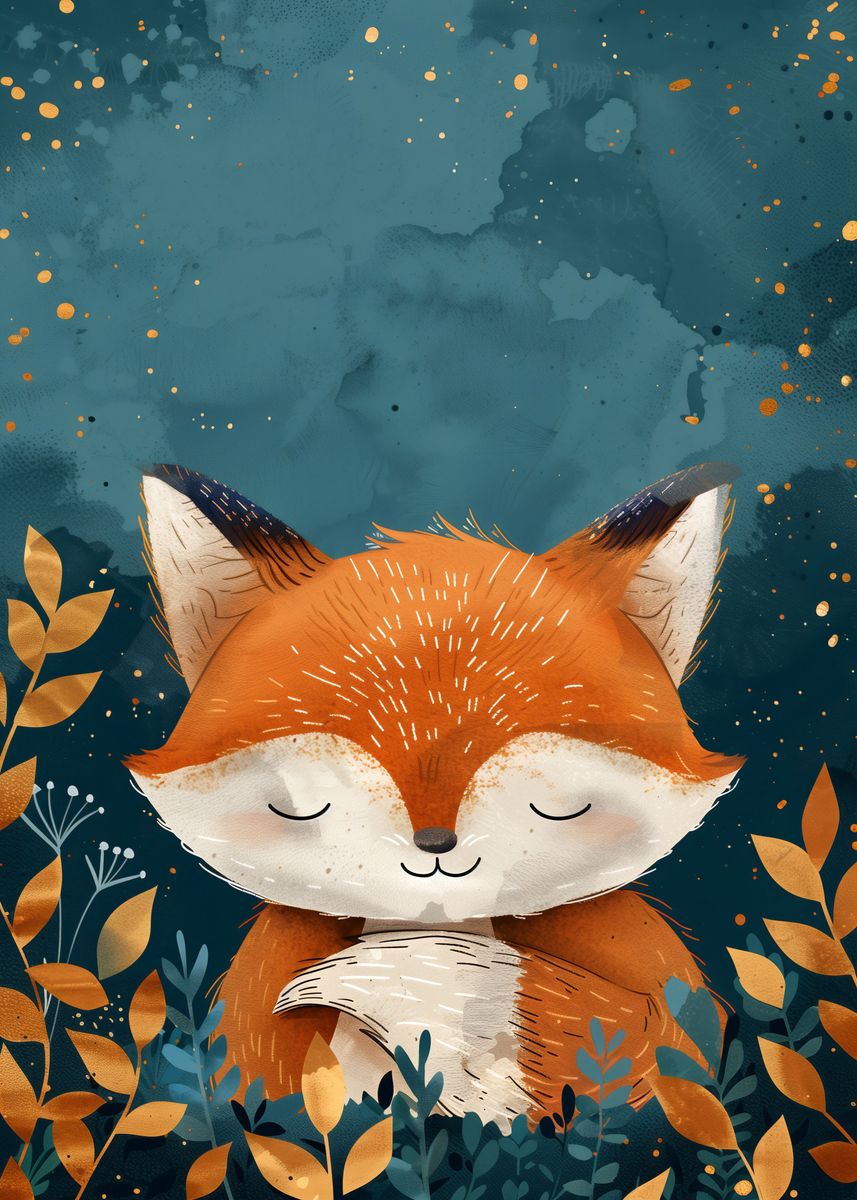 'Cute Watercolor Baby Fox' Poster, picture, metal print, paint by ...