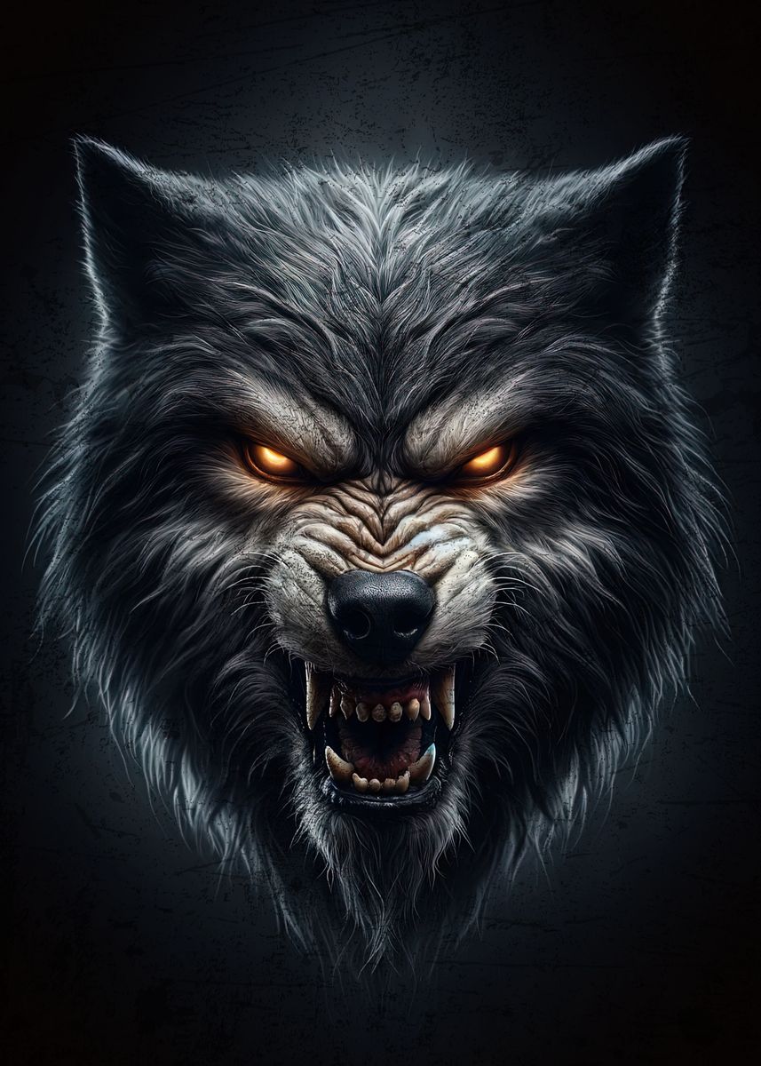 'The Wolf Angry crazy face' Poster, picture, metal print, paint by ...