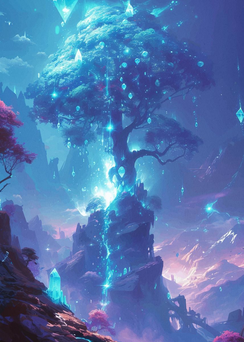 'Tree Bonsai Neon' Poster, picture, metal print, paint by Kaci ...