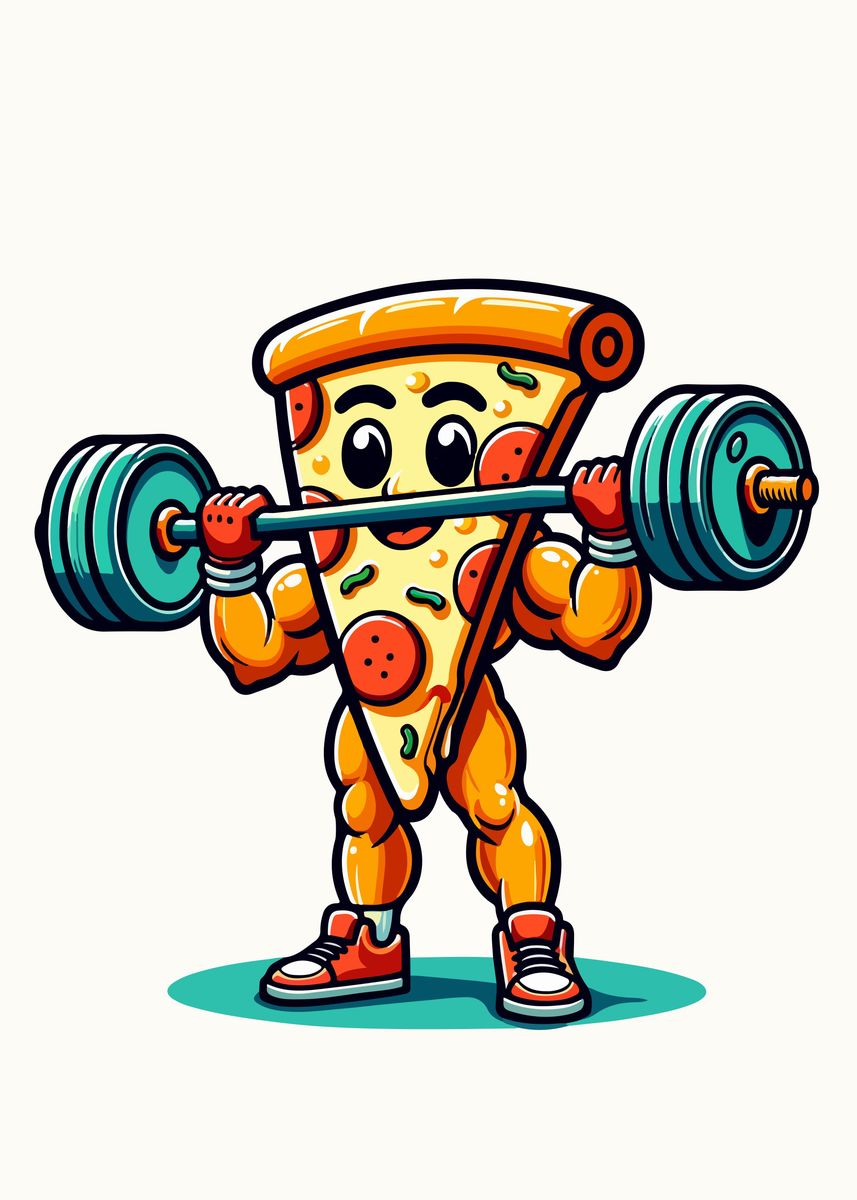 'pizza gym funny art' Poster, picture, metal print, paint by du giang ...