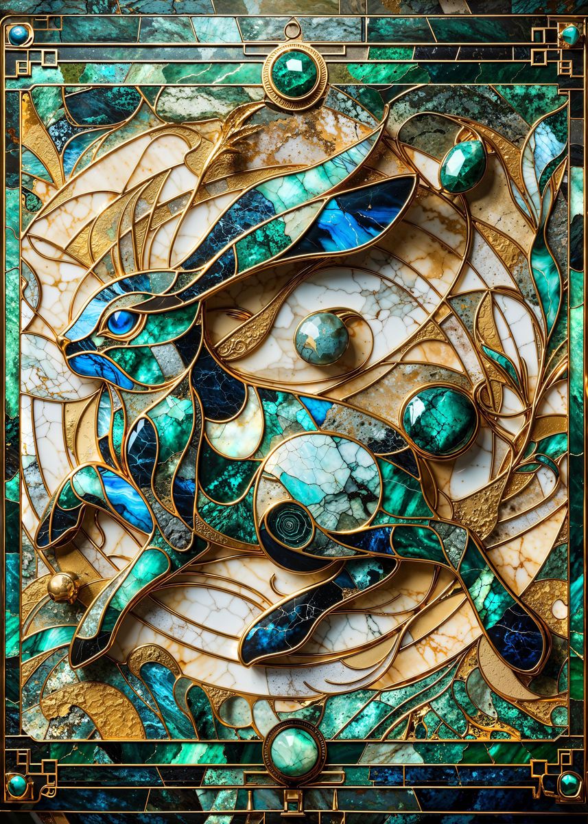 'Abstract Rabbit Kintsugi' Poster, picture, metal print, paint by ...