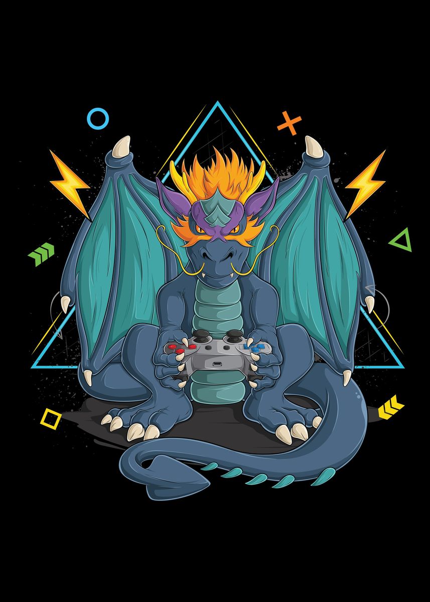 'Dragon Play Game console' Poster, picture, metal print, paint by ...
