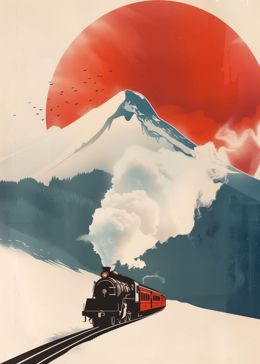 'The Snow Express Train' Poster, picture, metal print, paint by ...