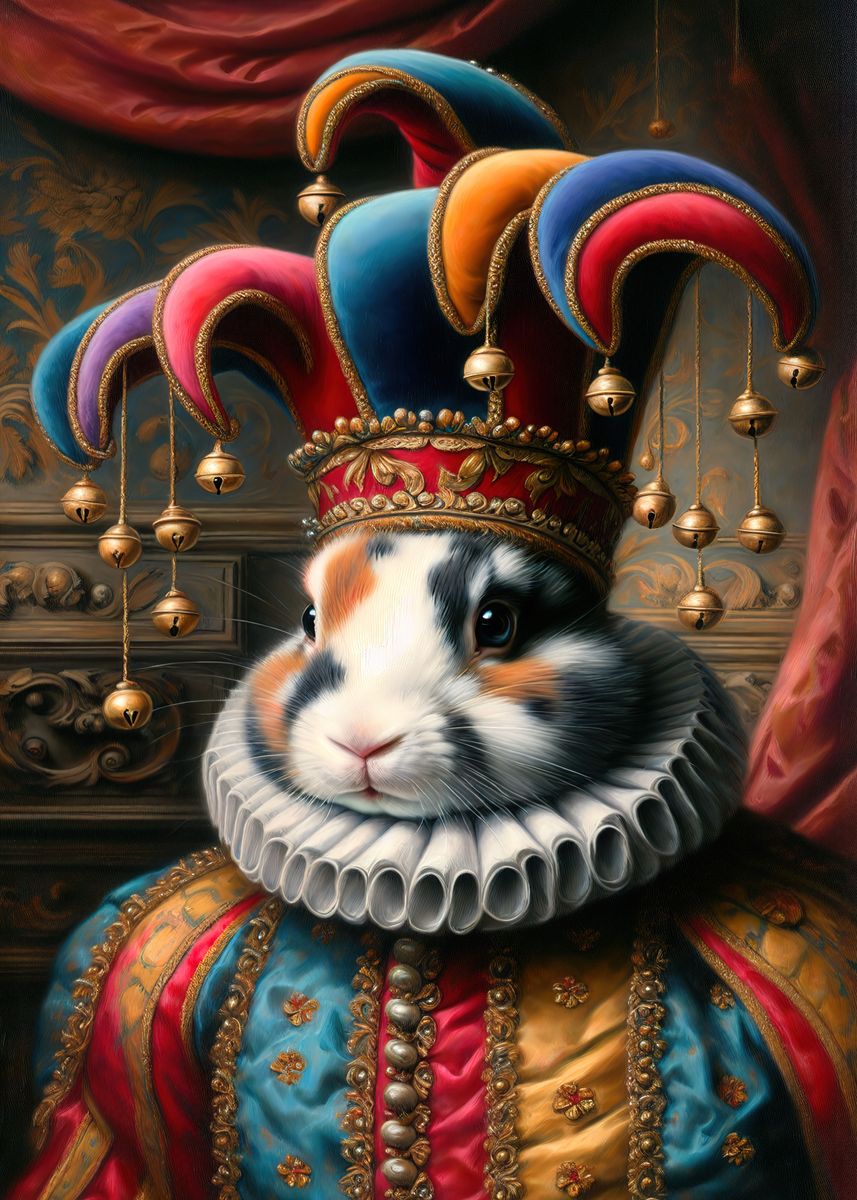 'Rabbit as a Court Jester' Poster, picture, metal print, paint by Haru ...