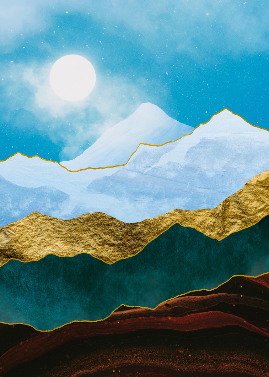 'Snowy Mountains' Poster, picture, metal print, paint by Illust Artz ...