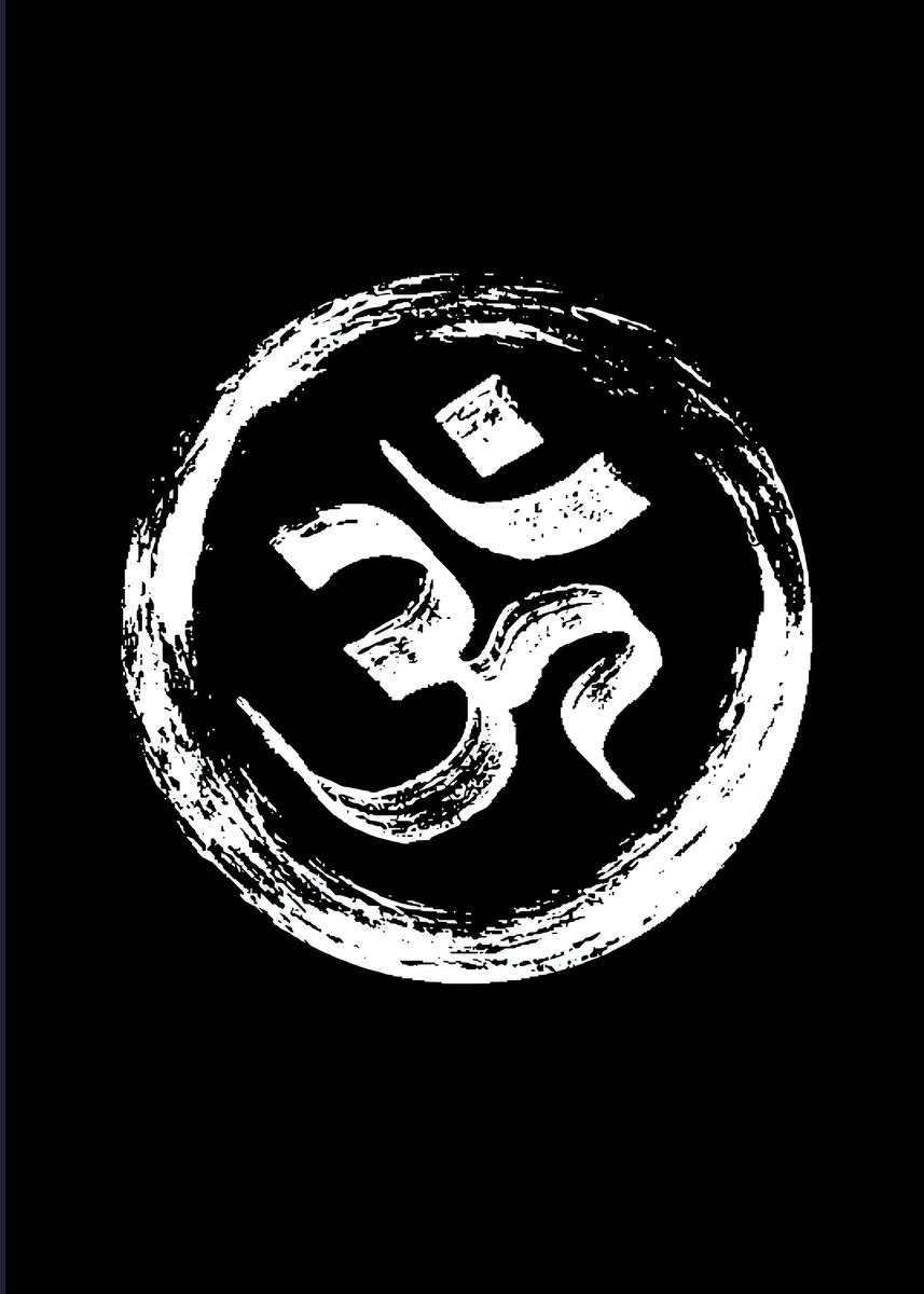 'black and white om symbol' Poster, picture, metal print, paint by ...