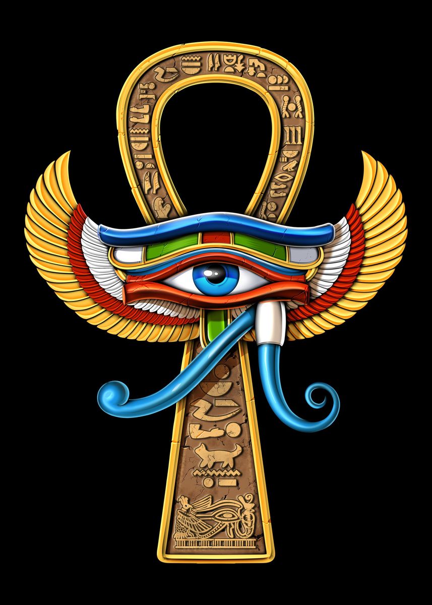 'Egyptian Eye Of Horus Ankh' Poster, picture, metal print, paint by ...