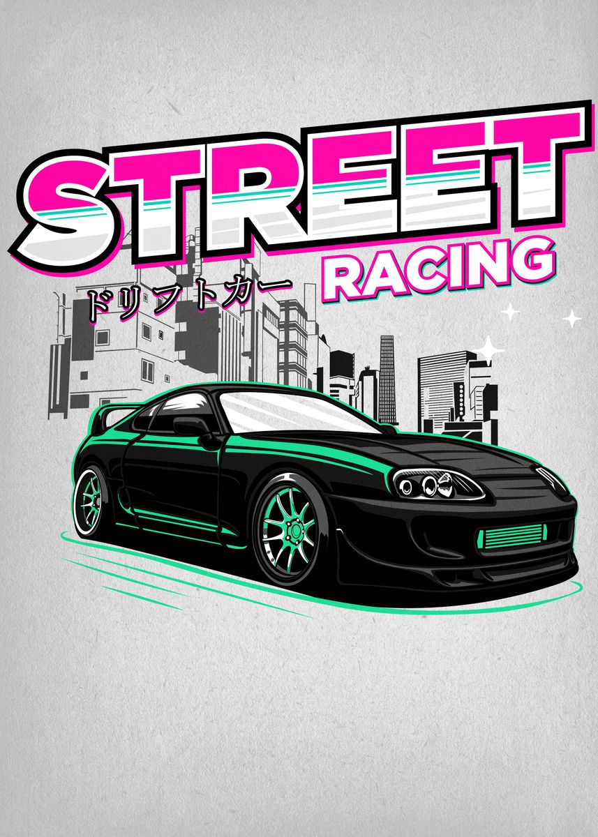 'car street racing' Poster, picture, metal print, paint by Jermaine ...