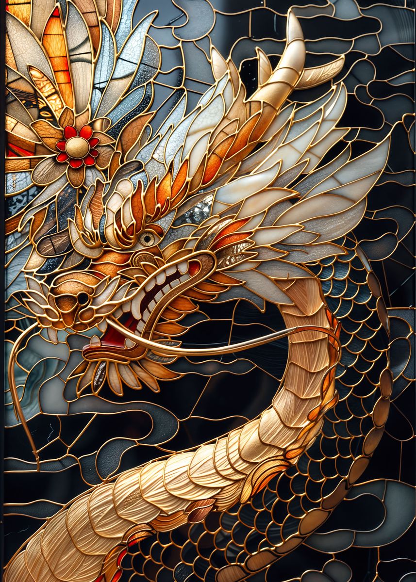 'Kintsugi Dragon Plate' Poster, picture, metal print, paint by ...