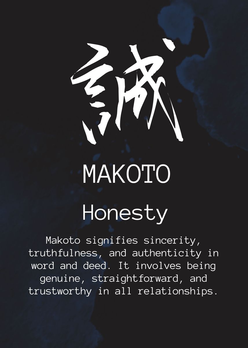 'Makoto Bushido Code Black' Poster, picture, metal print, paint by ...