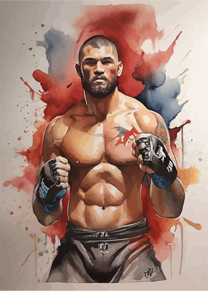 'Mma fighter watercolor' Poster, picture, metal print, paint by ...