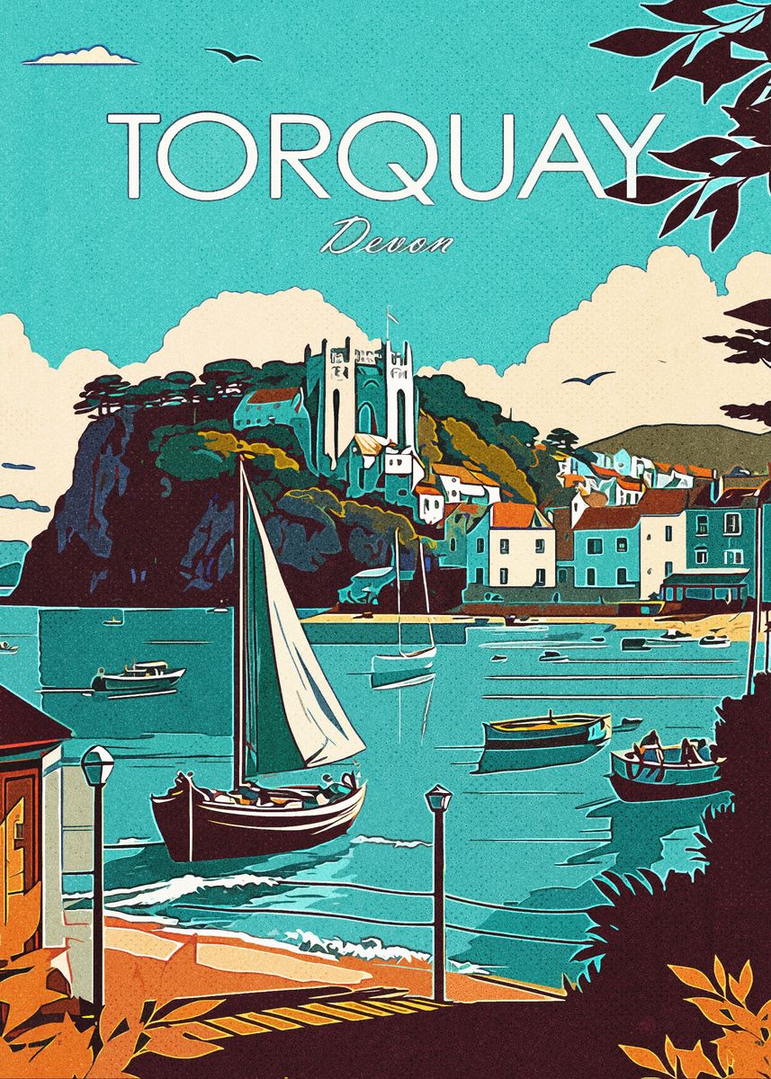 'Torquay Devon Travel' Poster, picture, metal print, paint by Nguyen ...