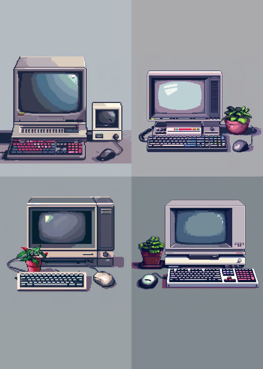 'Pixel Art 8 bit Computer' Poster, picture, metal print, paint by ...