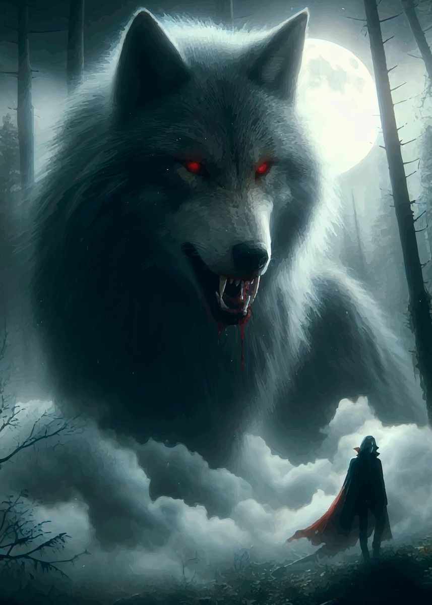 'THE WOLF AND THE VAMPIRE' Poster, picture, metal print, paint by ...