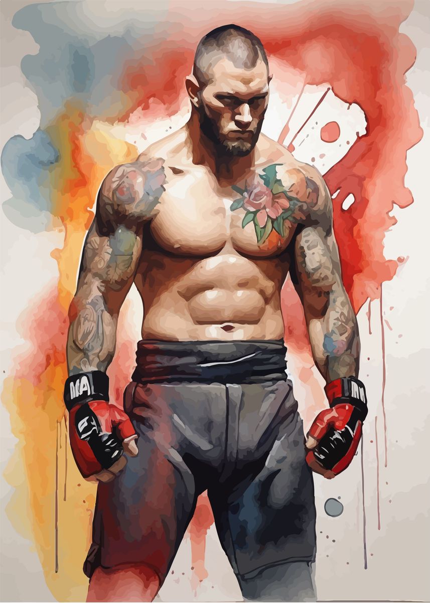 'Mma fighter' Poster, picture, metal print, paint by Nebranix | Displate