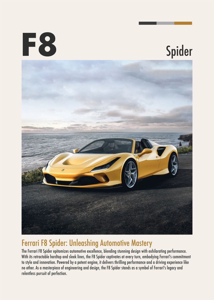 'Ferrari F8 Spider' Poster, picture, metal print, paint by Full ...