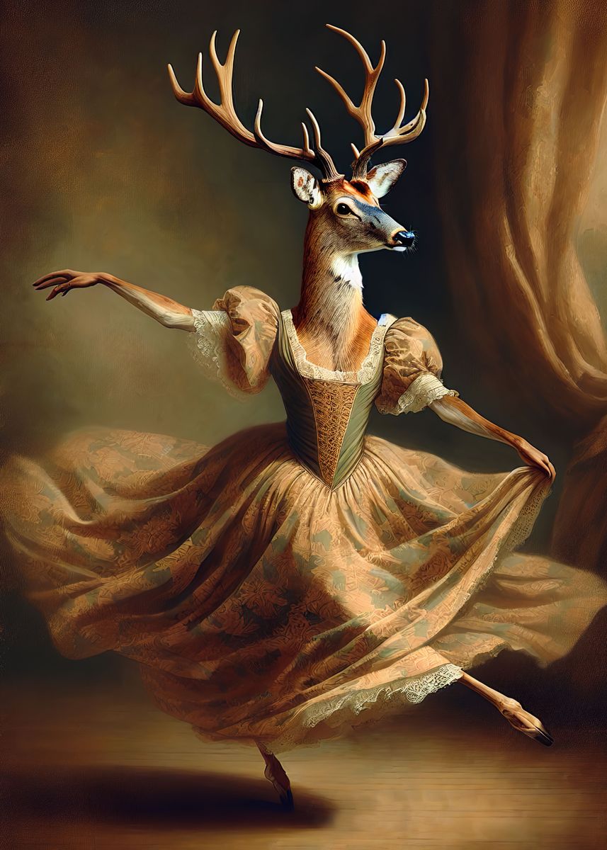 'Deer as a Graceful Dancer' Poster, picture, metal print, paint by Haru ...