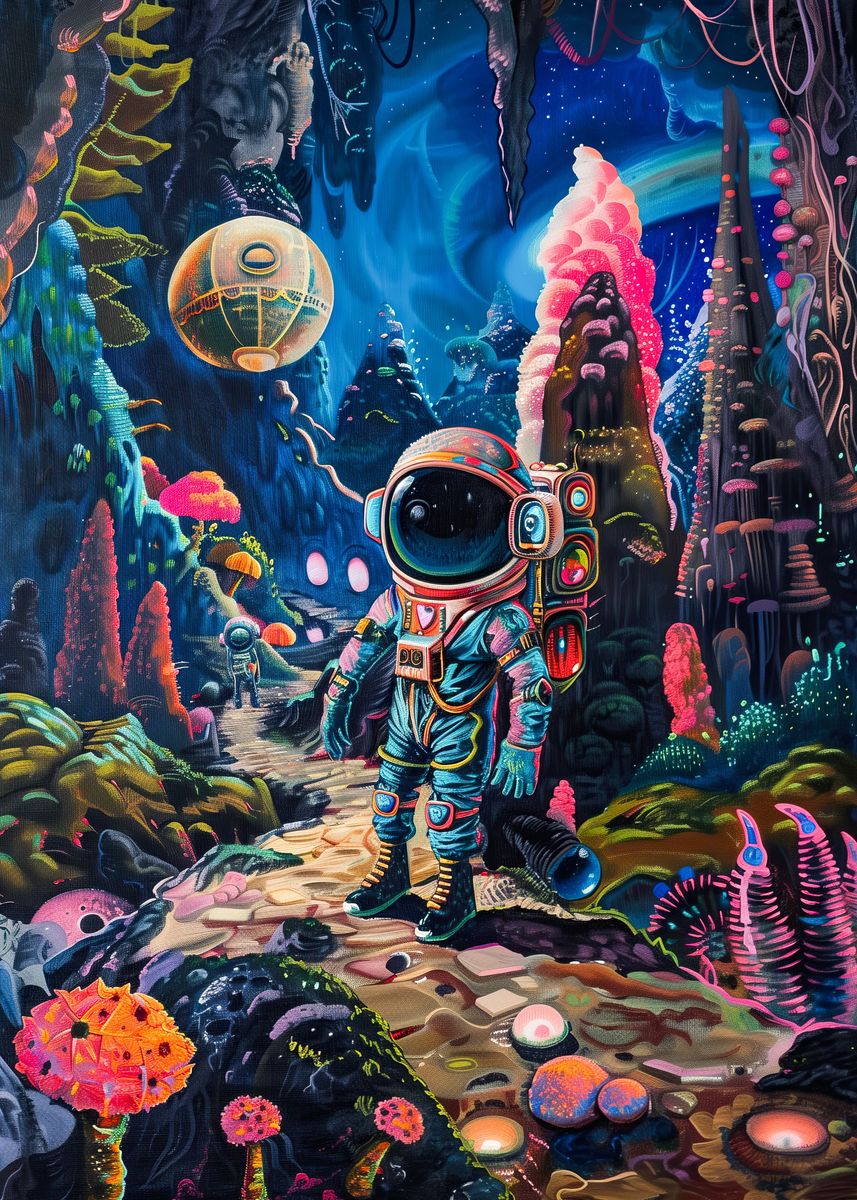 'Mini Spaceman Wonderland' Poster, picture, metal print, paint by 888 ...