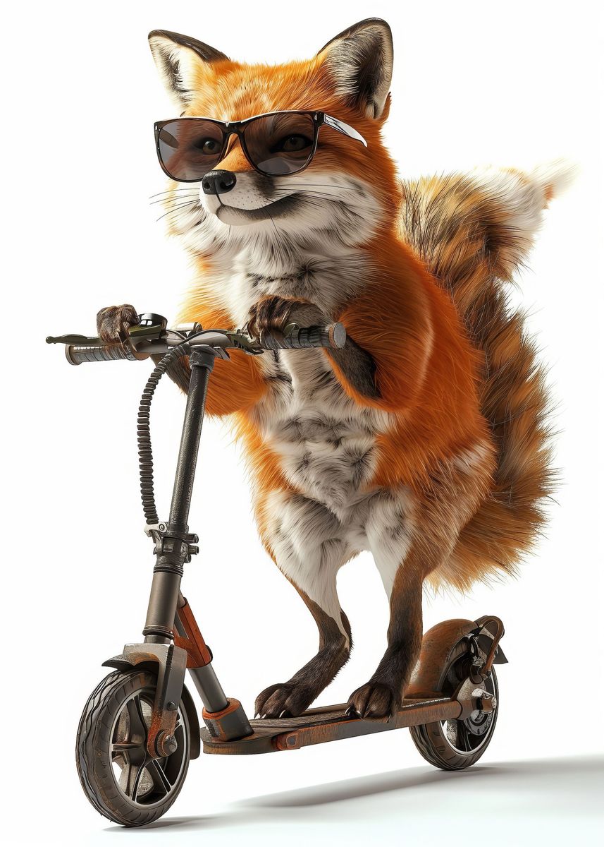 'Fox Scooter' Poster, picture, metal print, paint by Henning Seiffert ...