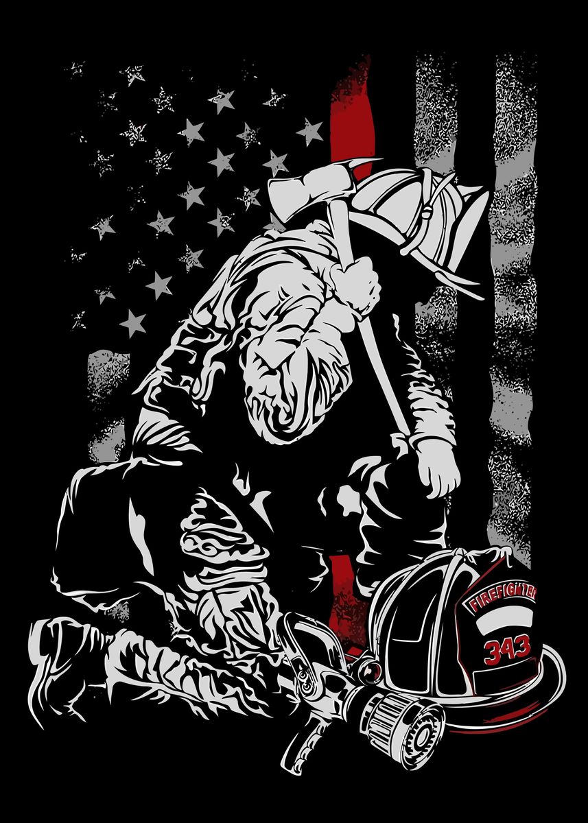 'Firefighter Gift' Poster, picture, metal print, paint by Tiago Lay ...